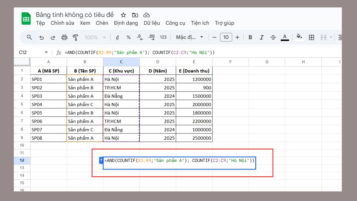 Hướng dẫn cách dùng hàm COUNTIF trong Google Sheet chi tiết